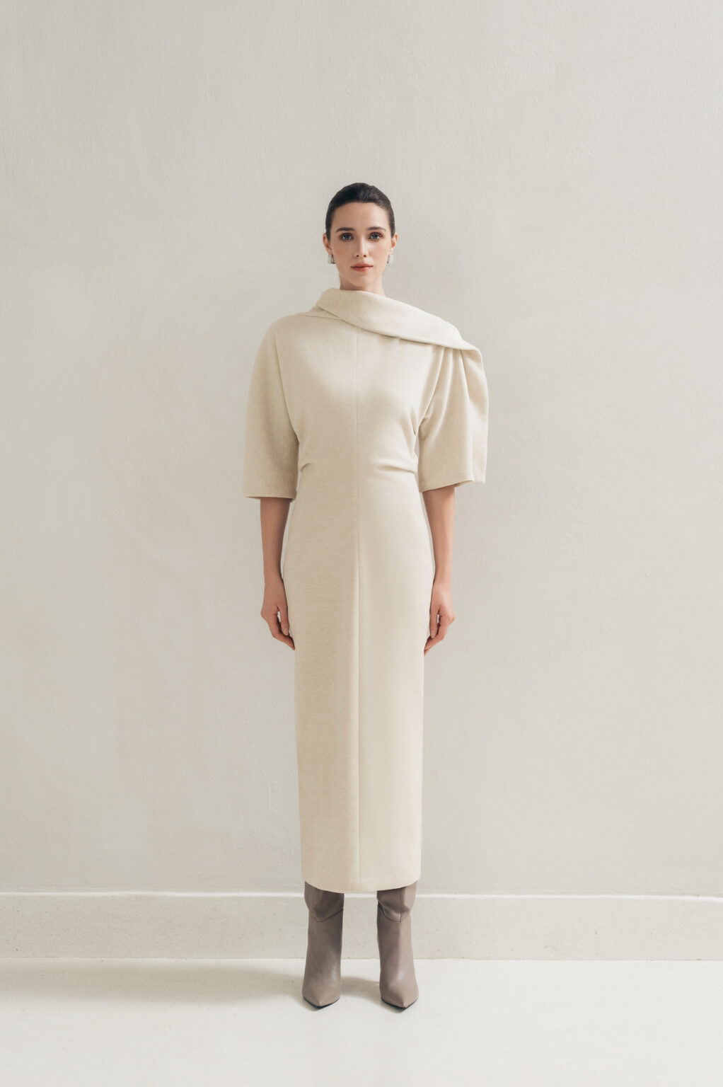 Beige Wrap Dress – Lallee Design