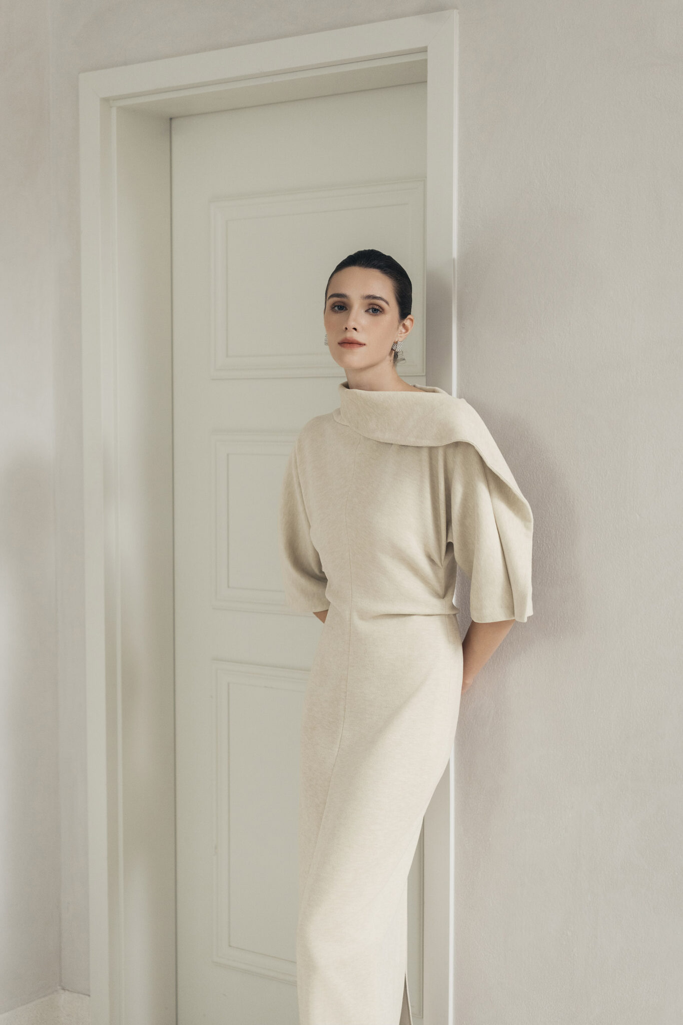 Beige Wrap Dress – Lallee Design